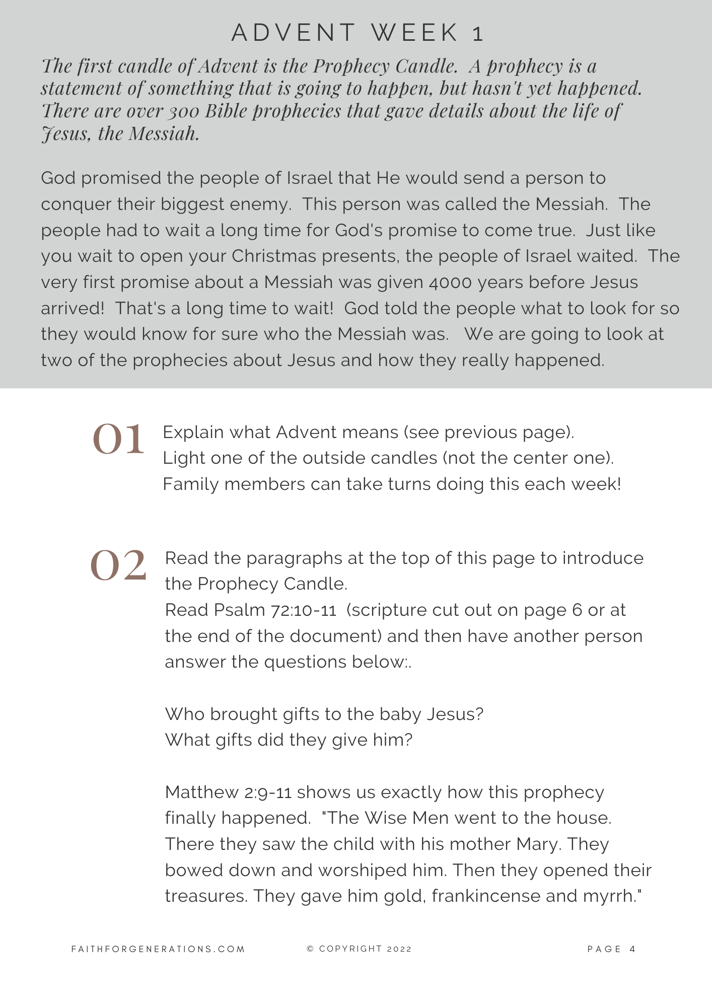 Dinner Table Advent: A Look Inside - Faith For Generations